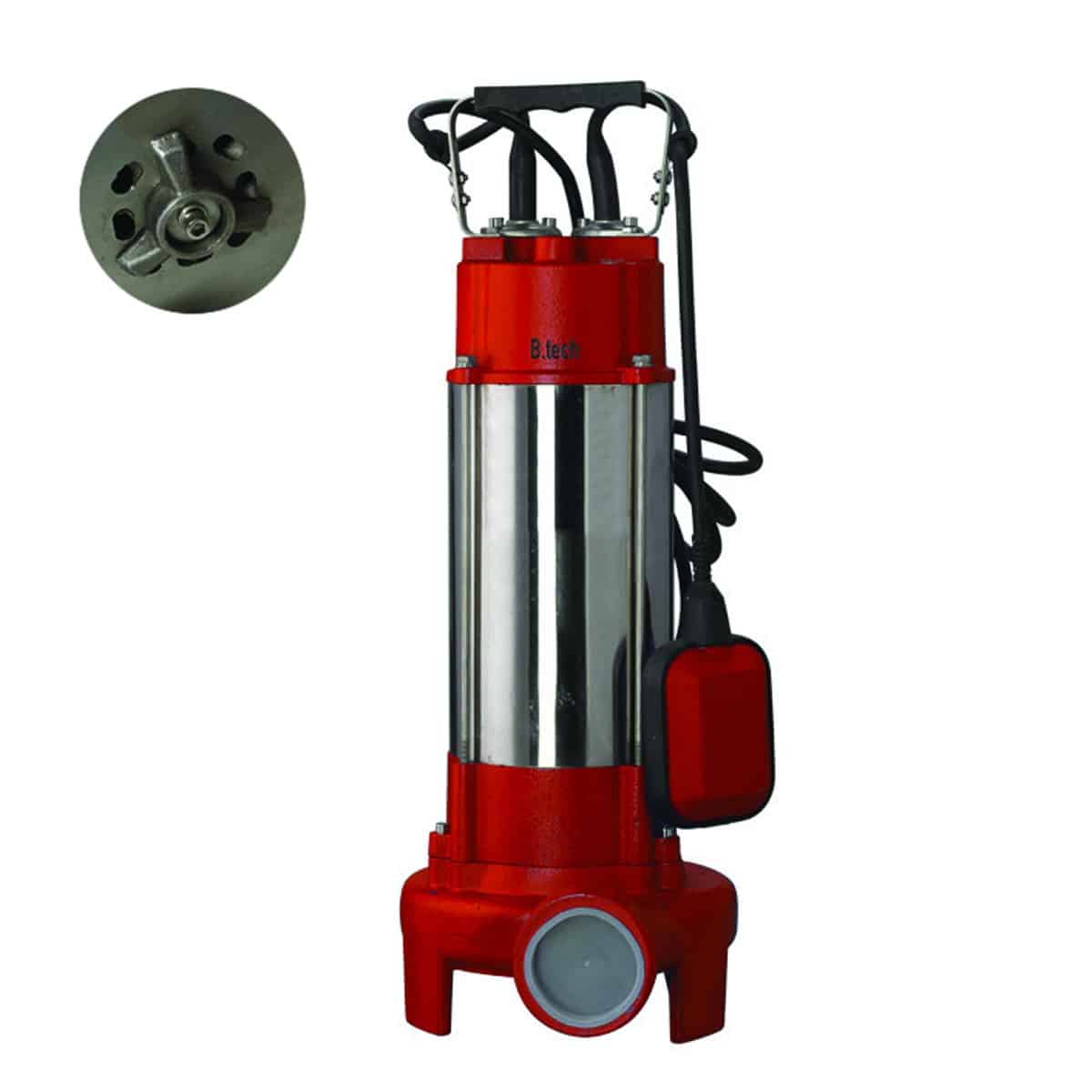 Submersible pump for cutting hard materials including knife and handle ...